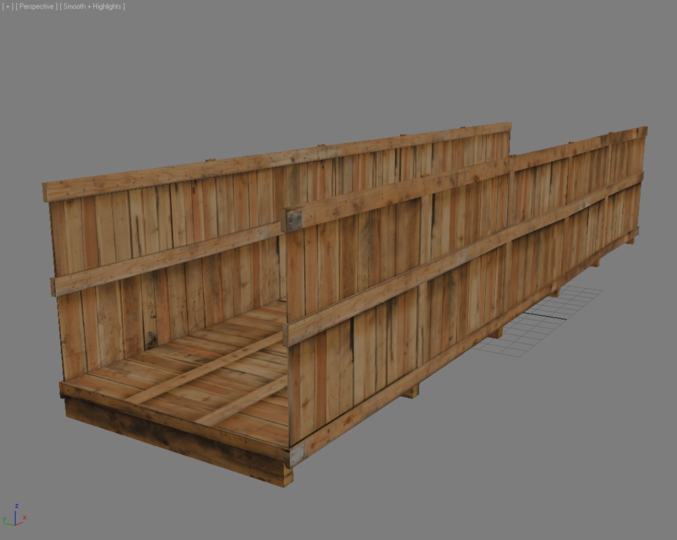 3d Model Wooden Container Box