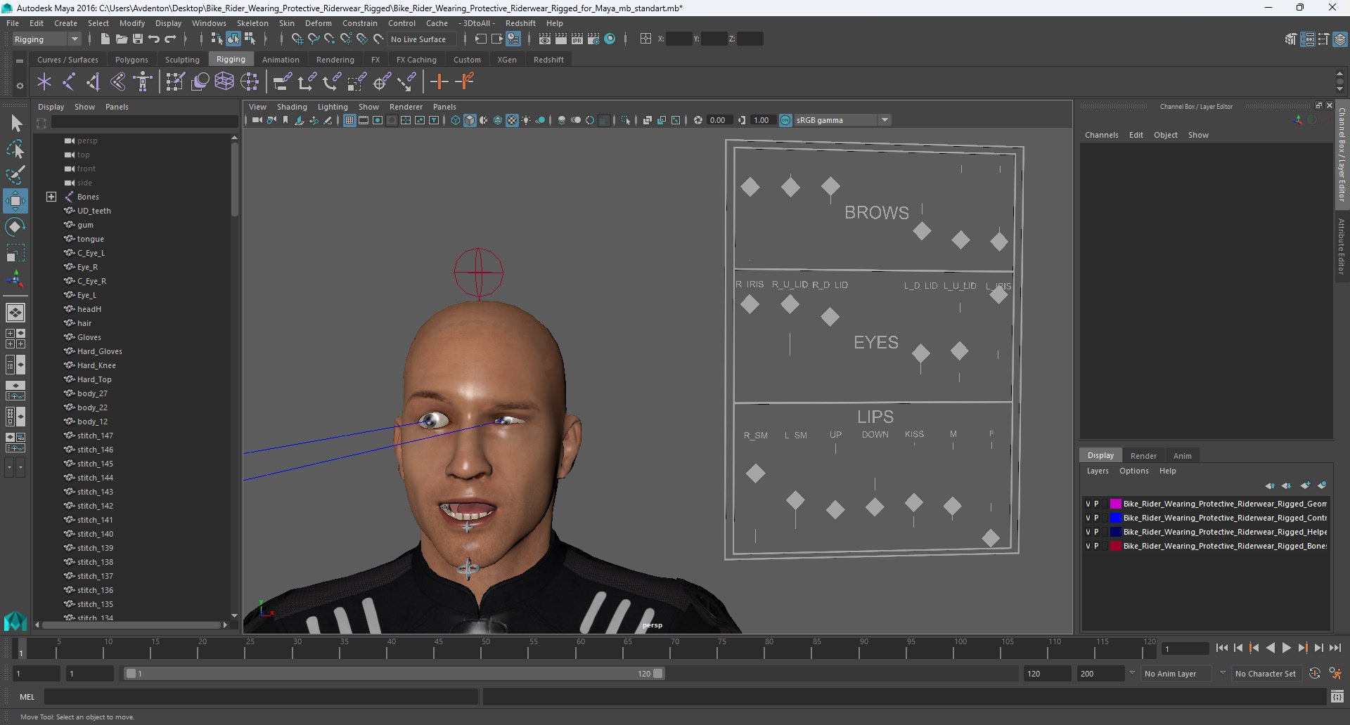 Bike Rider Wearing Protective Riderwear Rigged For Maya 3D Model ...