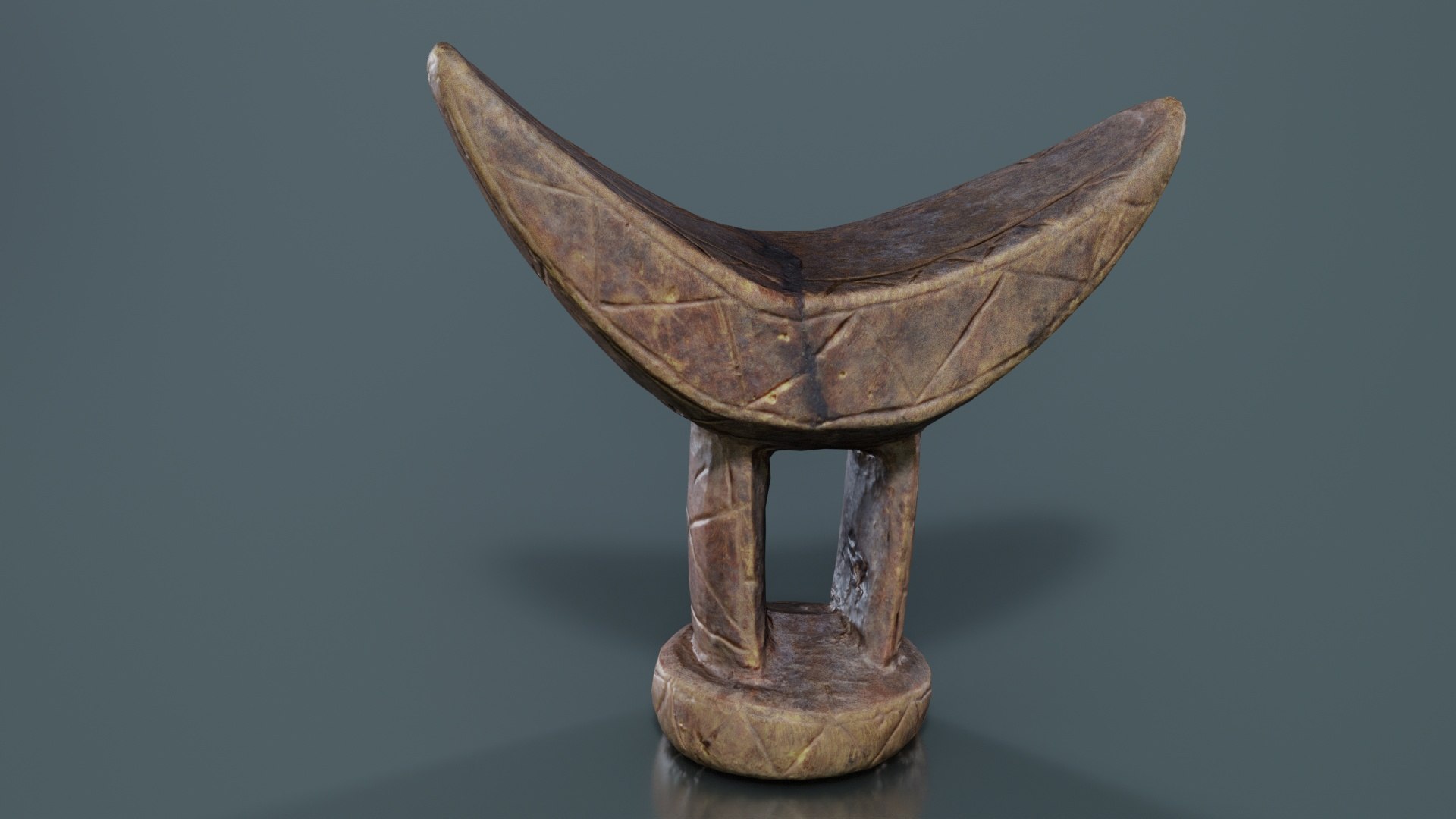 3D Headrest Africa Wood Furniture Prop 06 Remastered - TurboSquid 2363254