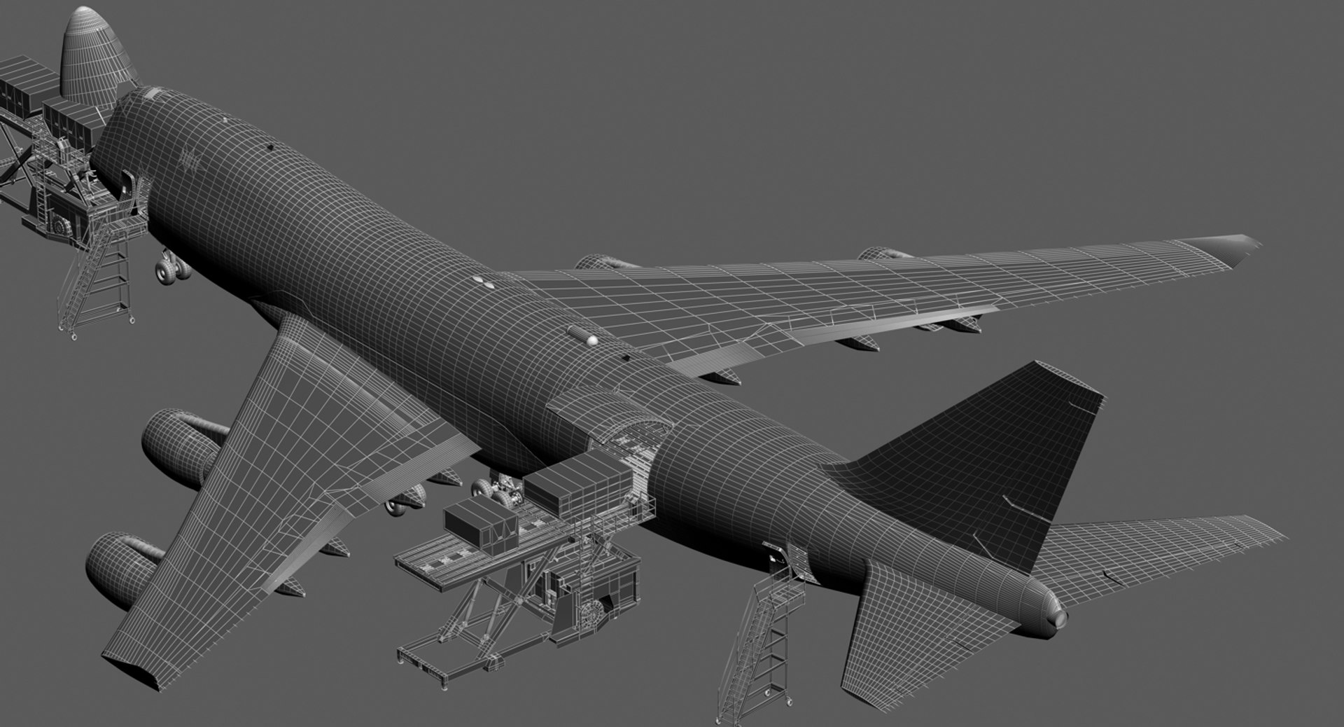 scene loading operation boeing 747-400 max