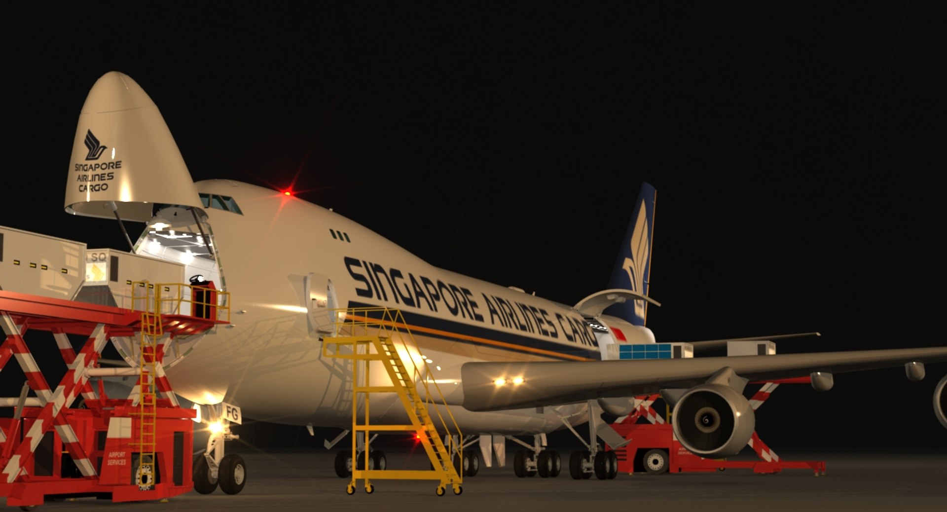 Scene Loading Operation Boeing 747-400 Max