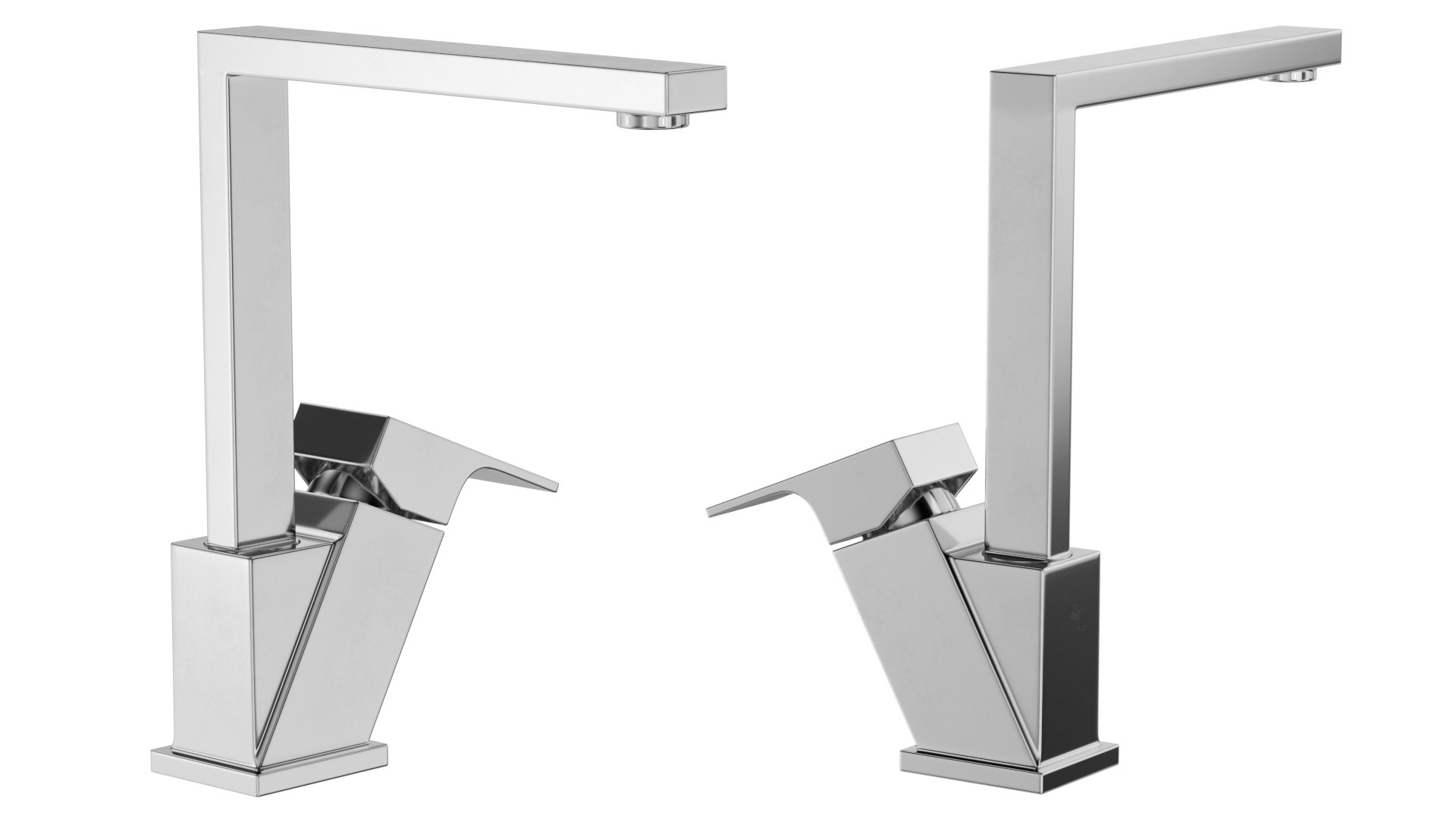 Angular Single Lever Kitchen Mixer Tap Chrome 3D Model - TurboSquid 1726000