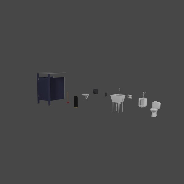 3D bathroom props urinal toilet - TurboSquid 1537486