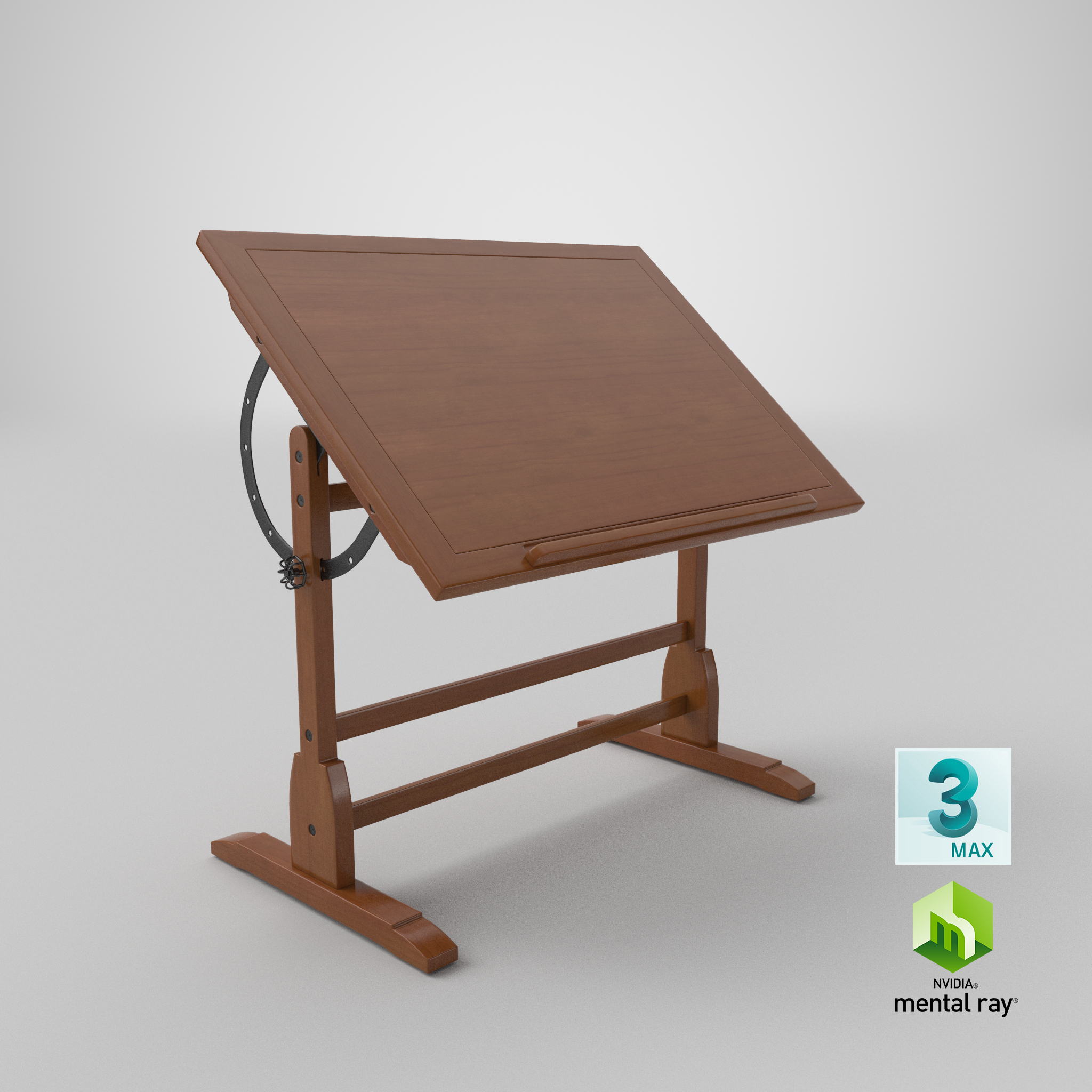Vintage wood drafting table 3D model - TurboSquid 1625225