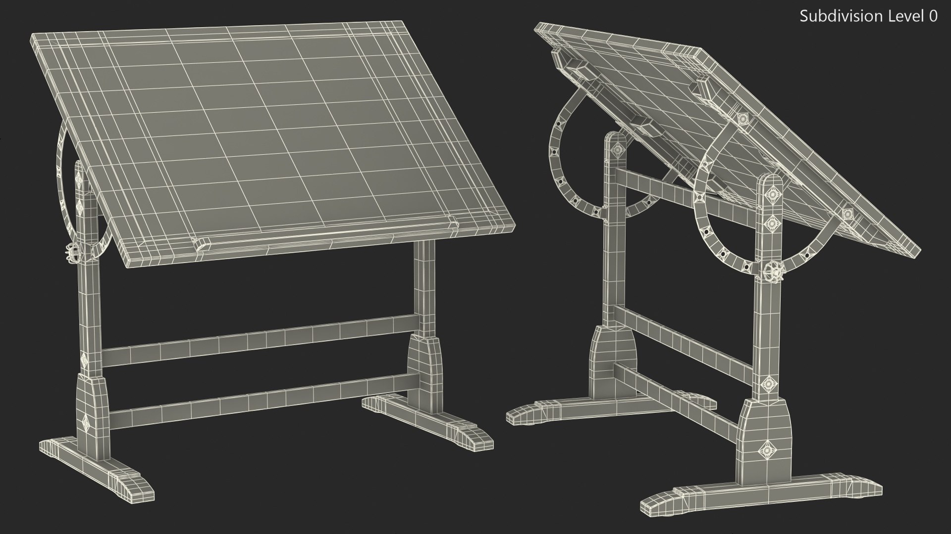 Vintage wood drafting table 3D model - TurboSquid 1625225