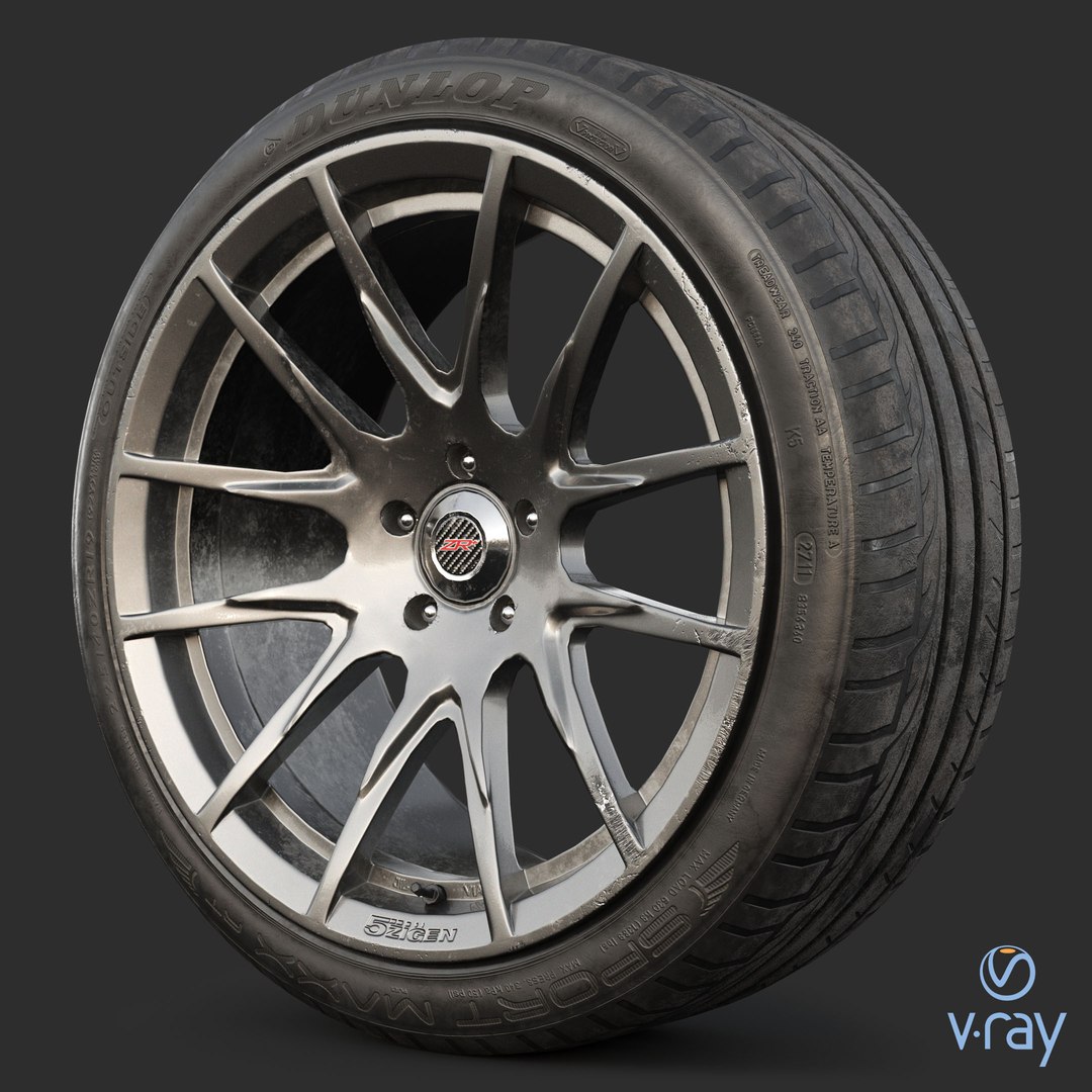 3D Rim 5Zigen ZR And Tire Dunlop Sport Maxx Low Poly - TurboSquid 1963769
