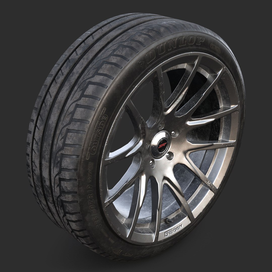 3D Rim 5Zigen ZR and Tire Dunlop Sport Maxx Low Poly - TurboSquid 1963769