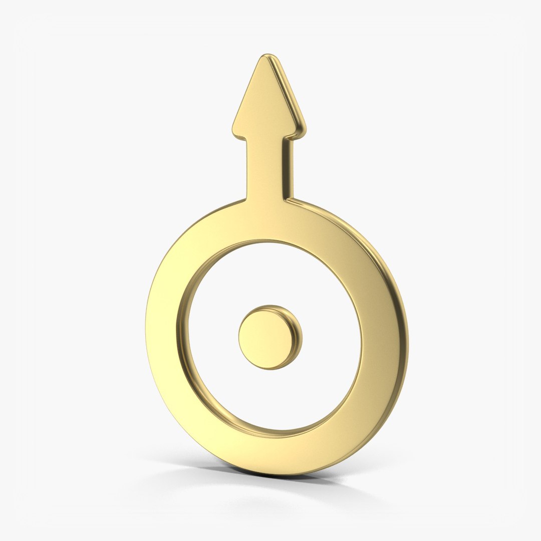 3D model Uranus Astrological symbols Gold - TurboSquid 2060782
