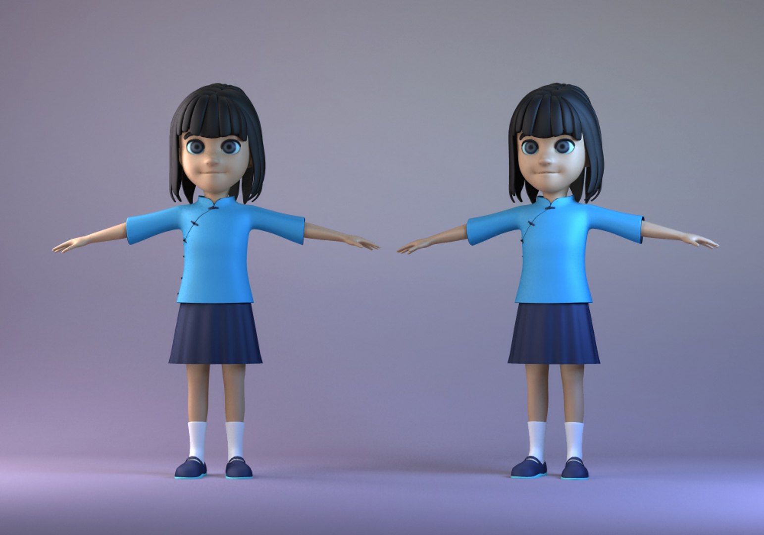 Student Girl Cartoon Character Model - TurboSquid 1629714