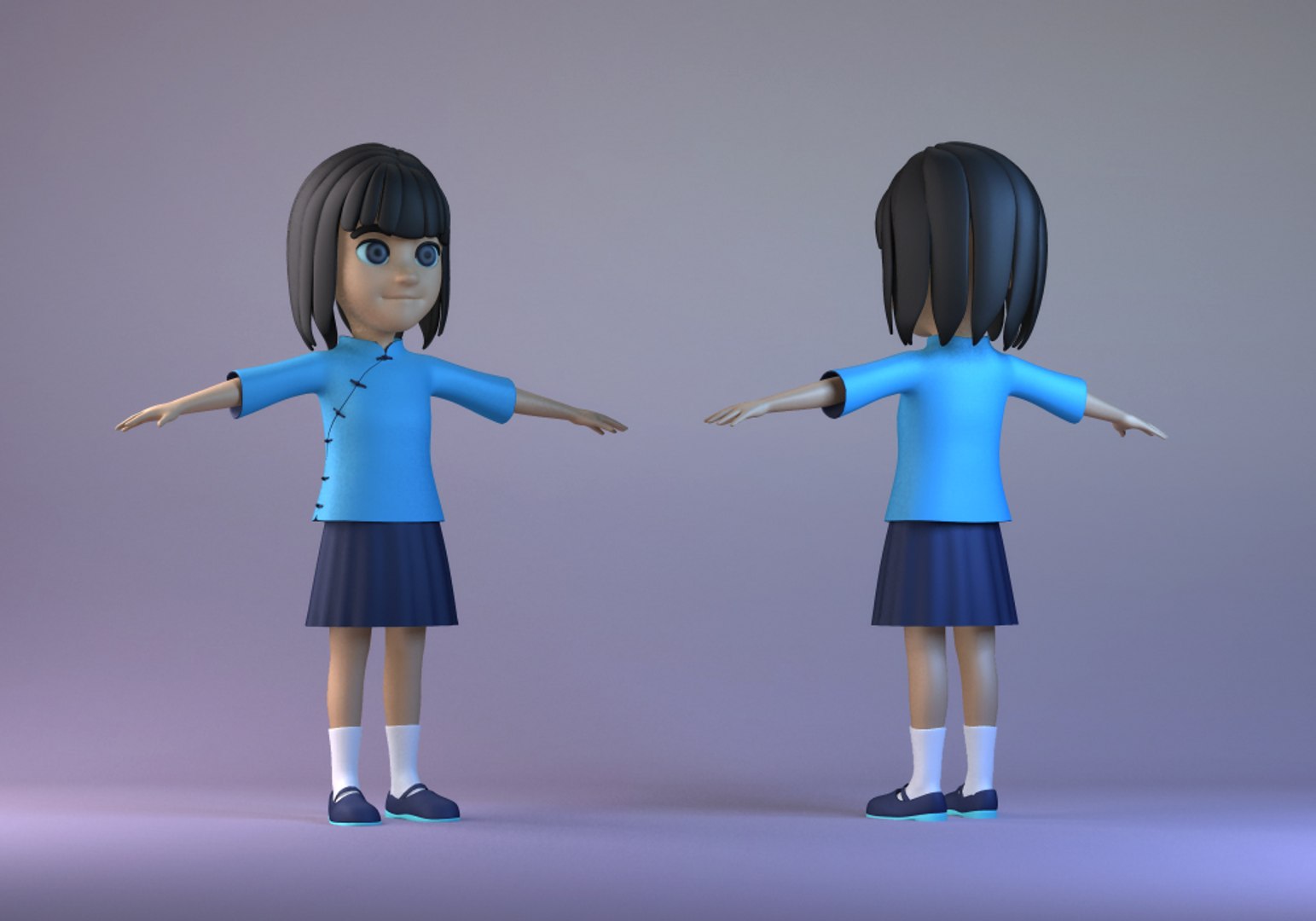 Student Girl Cartoon Character Model - TurboSquid 1629714