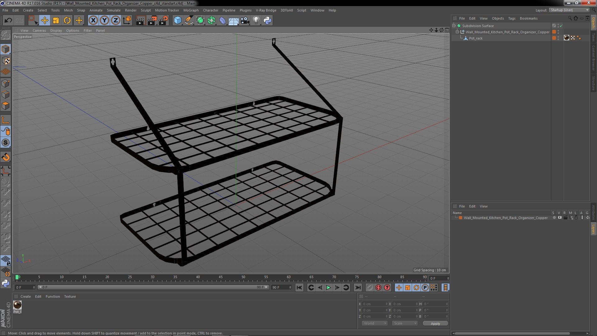 Wall Mounted Kitchen Pot Rack Organizer Copper 3D Model - TurboSquid ...