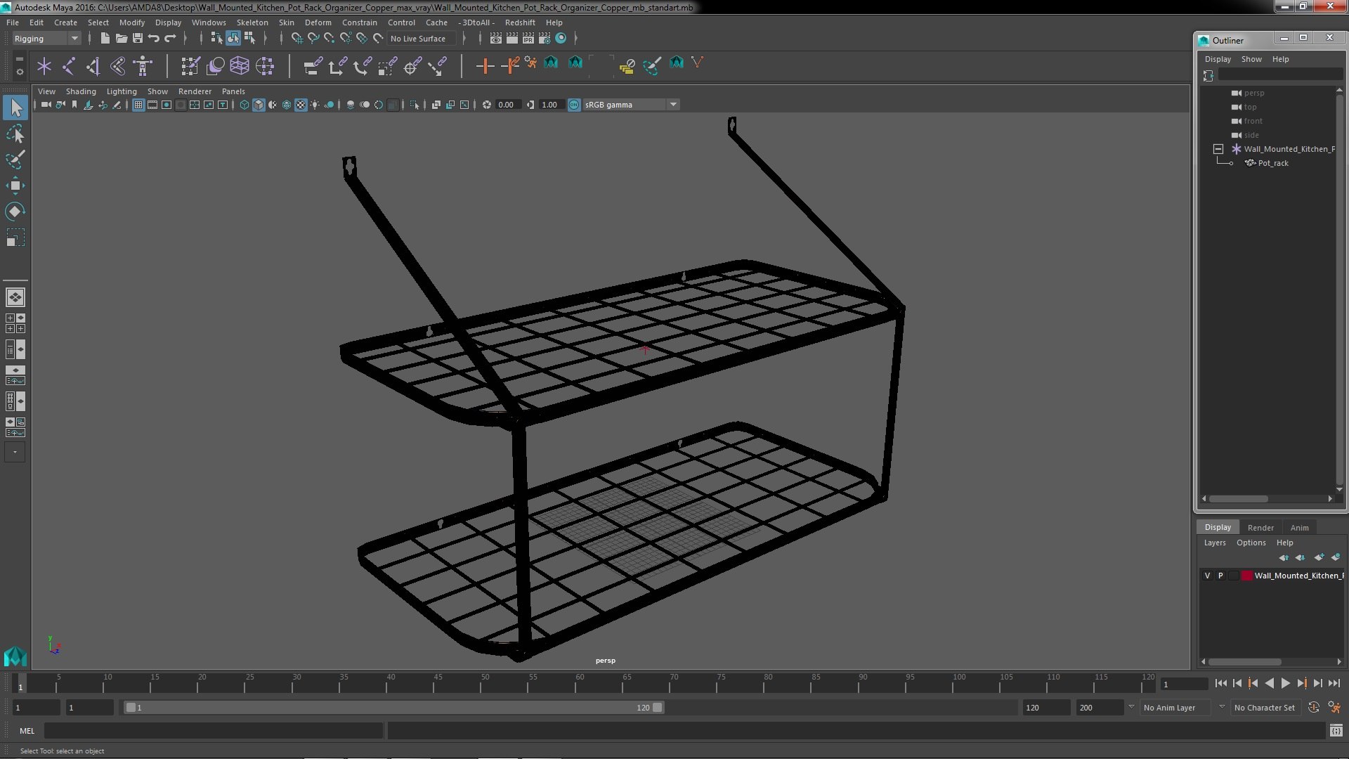 Wall Mounted Kitchen Pot Rack Organizer Copper 3D Model - TurboSquid ...