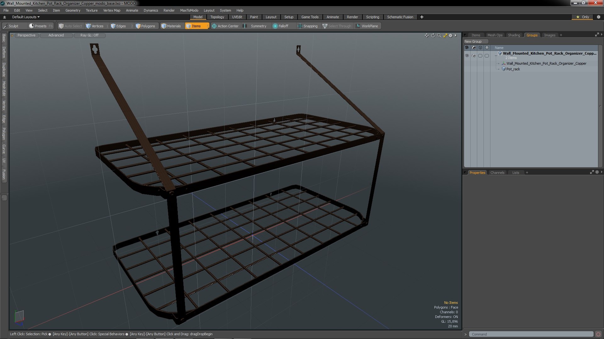Wall Mounted Kitchen Pot Rack Organizer Copper 3D Model - TurboSquid ...