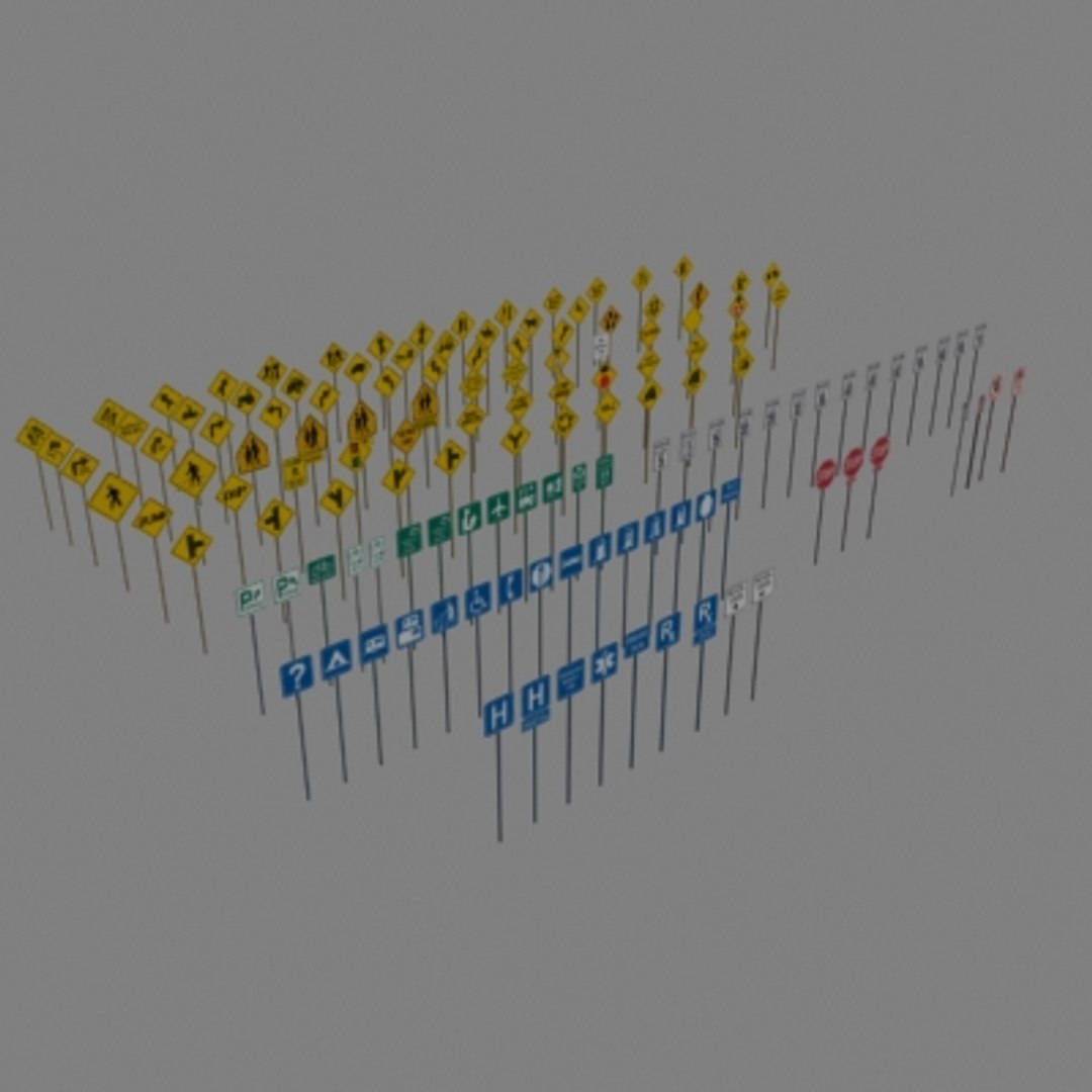 136 Street Signs 3d Model