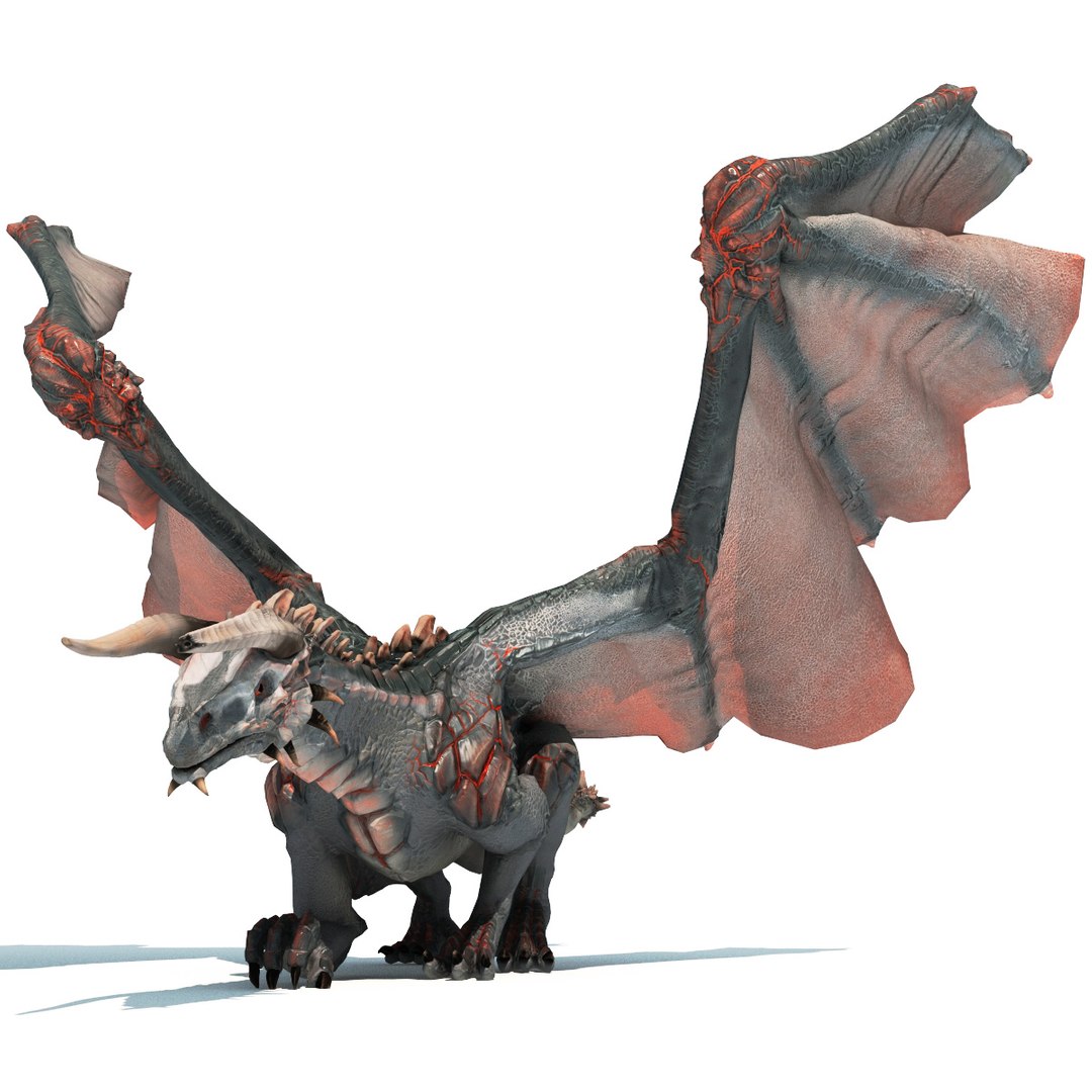 Realistic Volcano Dragon Pose 3d Model