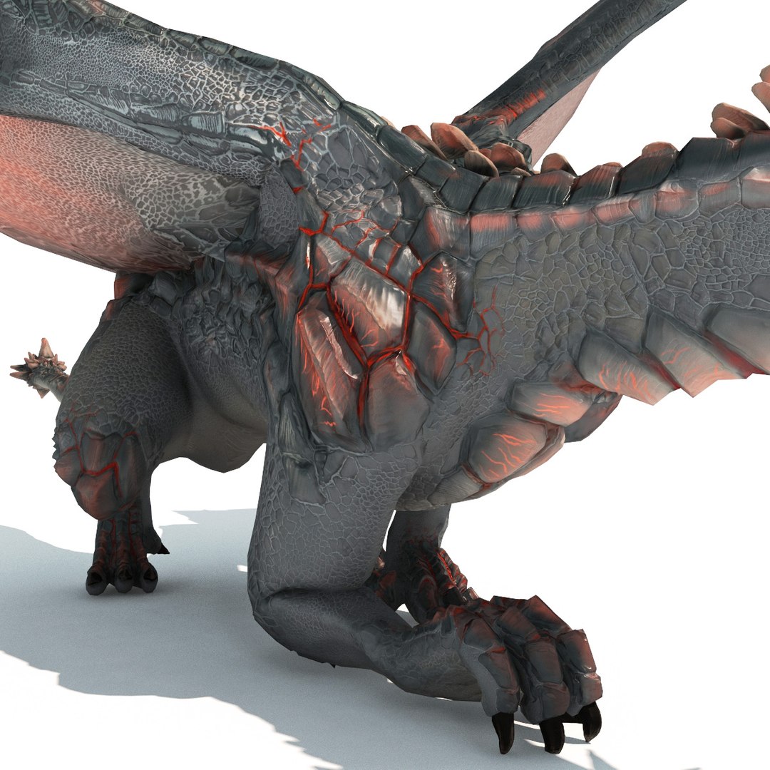 Realistic Volcano Dragon Pose 3d Model