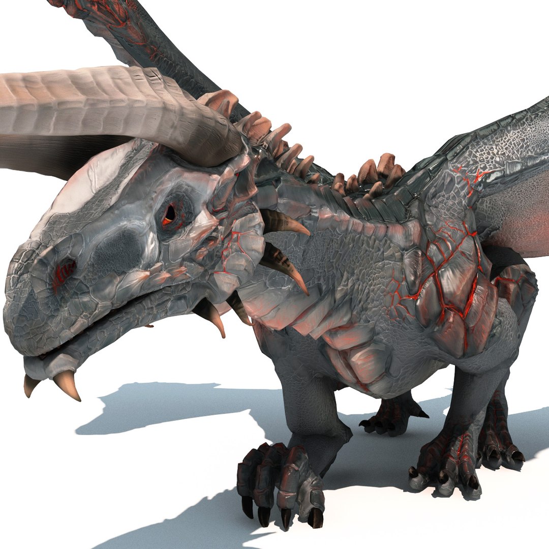 Realistic Volcano Dragon Pose 3d Model