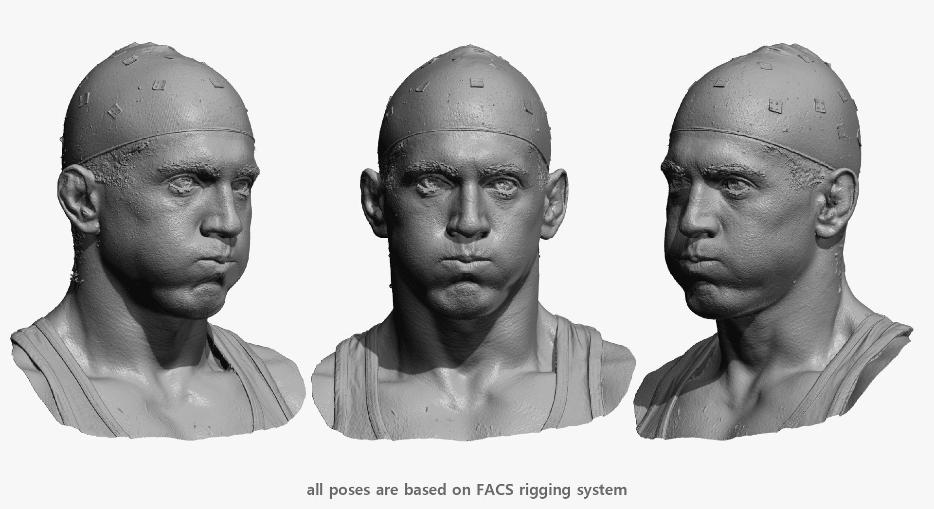 3D Model Mike Real Head Detailed Expressions 02 Set 11 Clean Scans ...