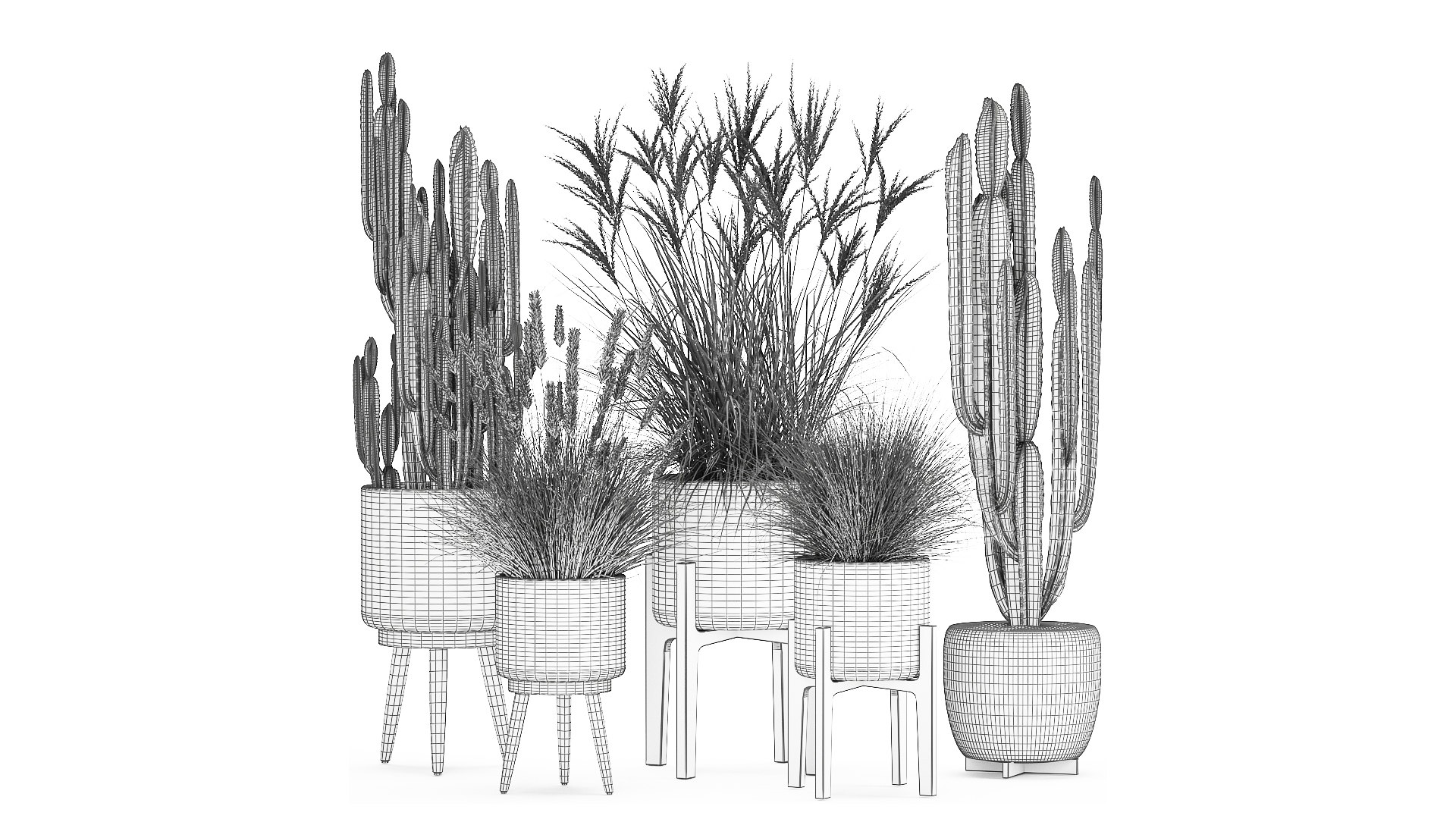 Ornamental plants in rattan baskets 1081 3D model - TurboSquid 1822947