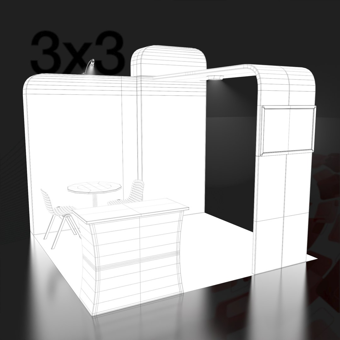 3D Modern 3x3 Exhibition Booth Low Poly - TurboSquid 1913701
