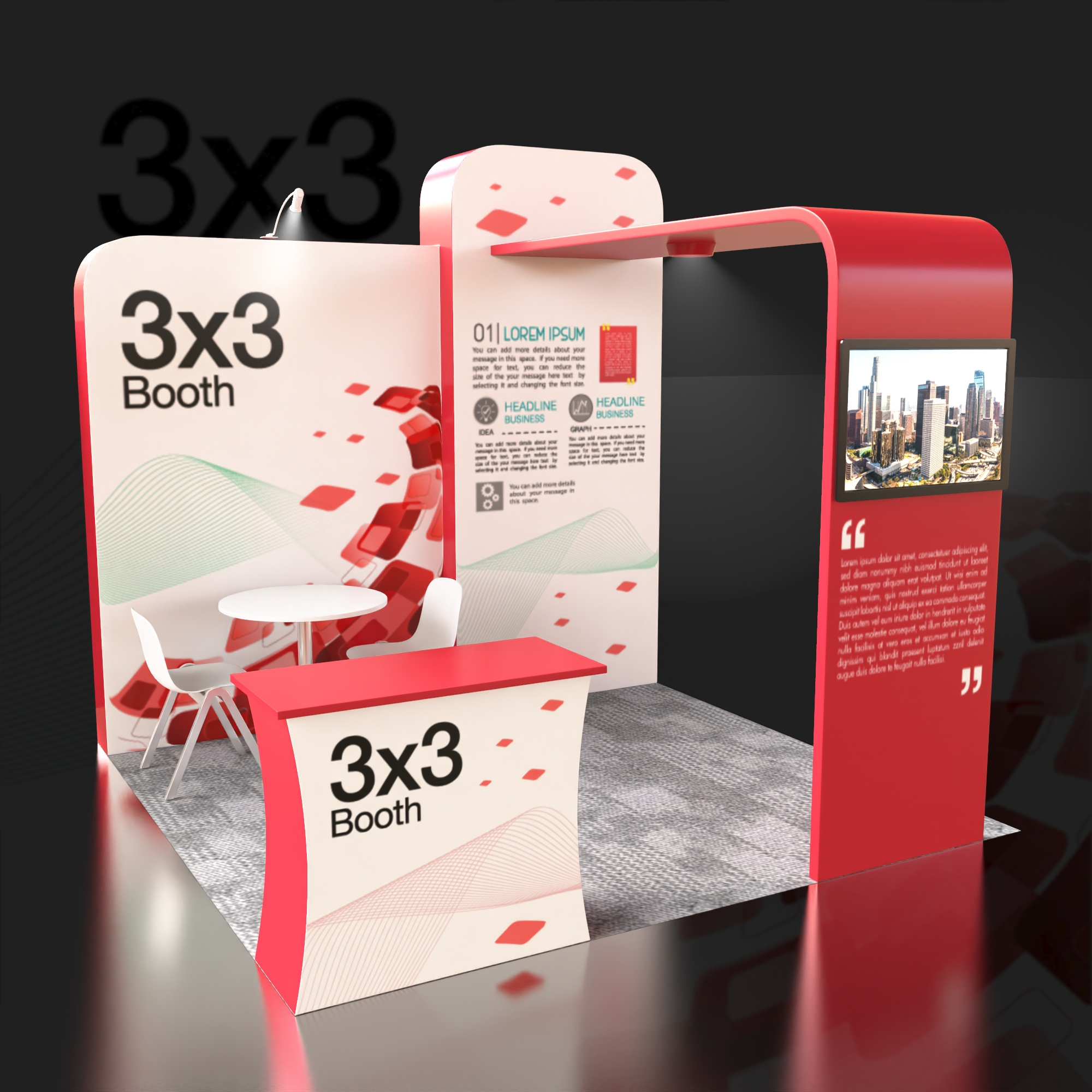 3D Modern 3x3 Exhibition Booth low poly - TurboSquid 1913701