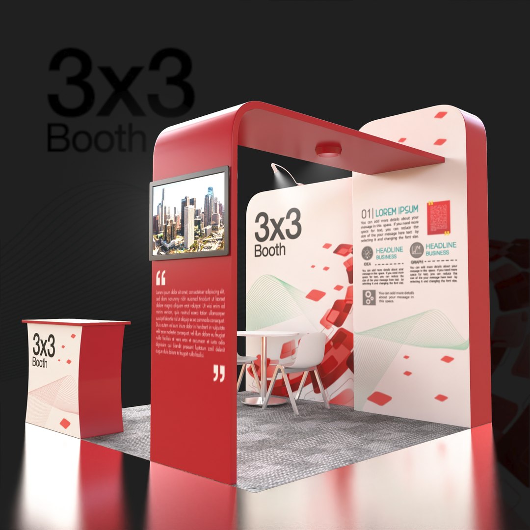 3D Modern 3x3 Exhibition Booth Low Poly - TurboSquid 1913701