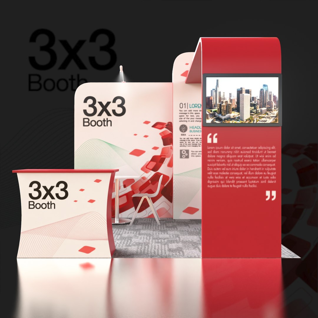 3D Modern 3x3 Exhibition Booth Low Poly - TurboSquid 1913701