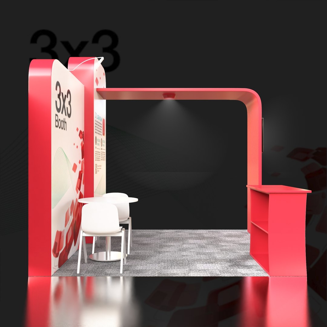 3D Modern 3x3 Exhibition Booth Low Poly - TurboSquid 1913701