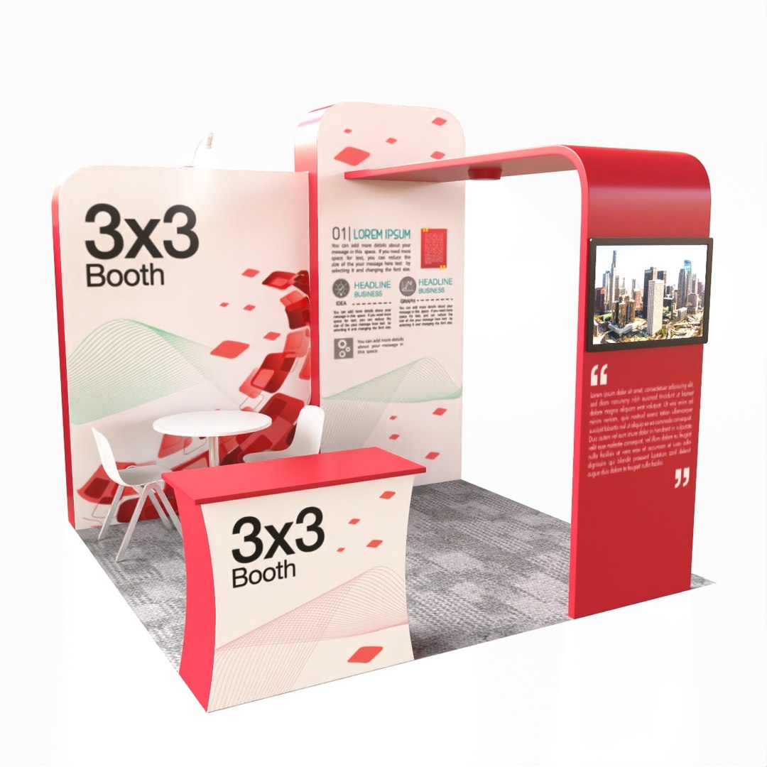 3D Modern 3x3 Exhibition Booth low poly - TurboSquid 1913701