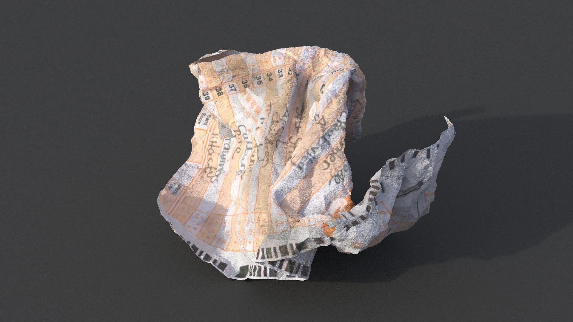 Crumpled Bill Paper HD 3D Model - TurboSquid 1900557