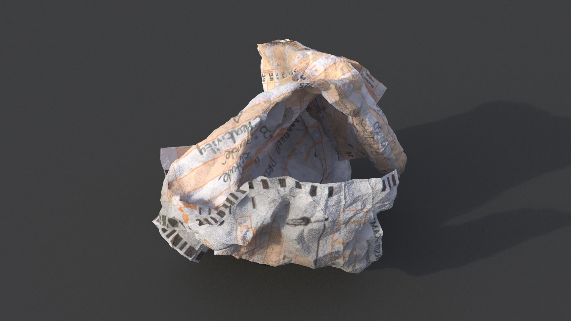 Crumpled Bill Paper HD 3D Model - TurboSquid 1900557