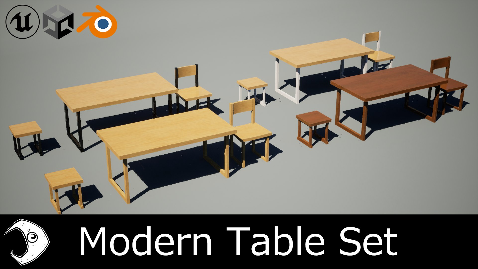 Modern Table Set 01 3D - TurboSquid 2283642