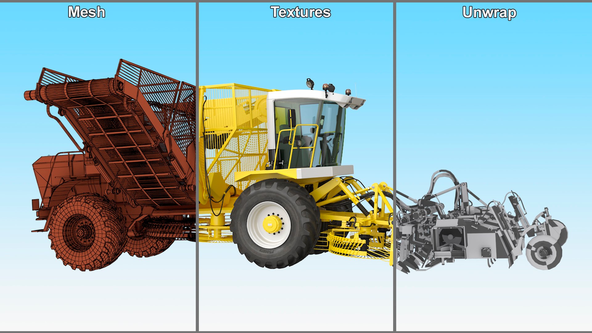 3D Model Agricultural Harvester Machinery Yellow - TurboSquid 2302752