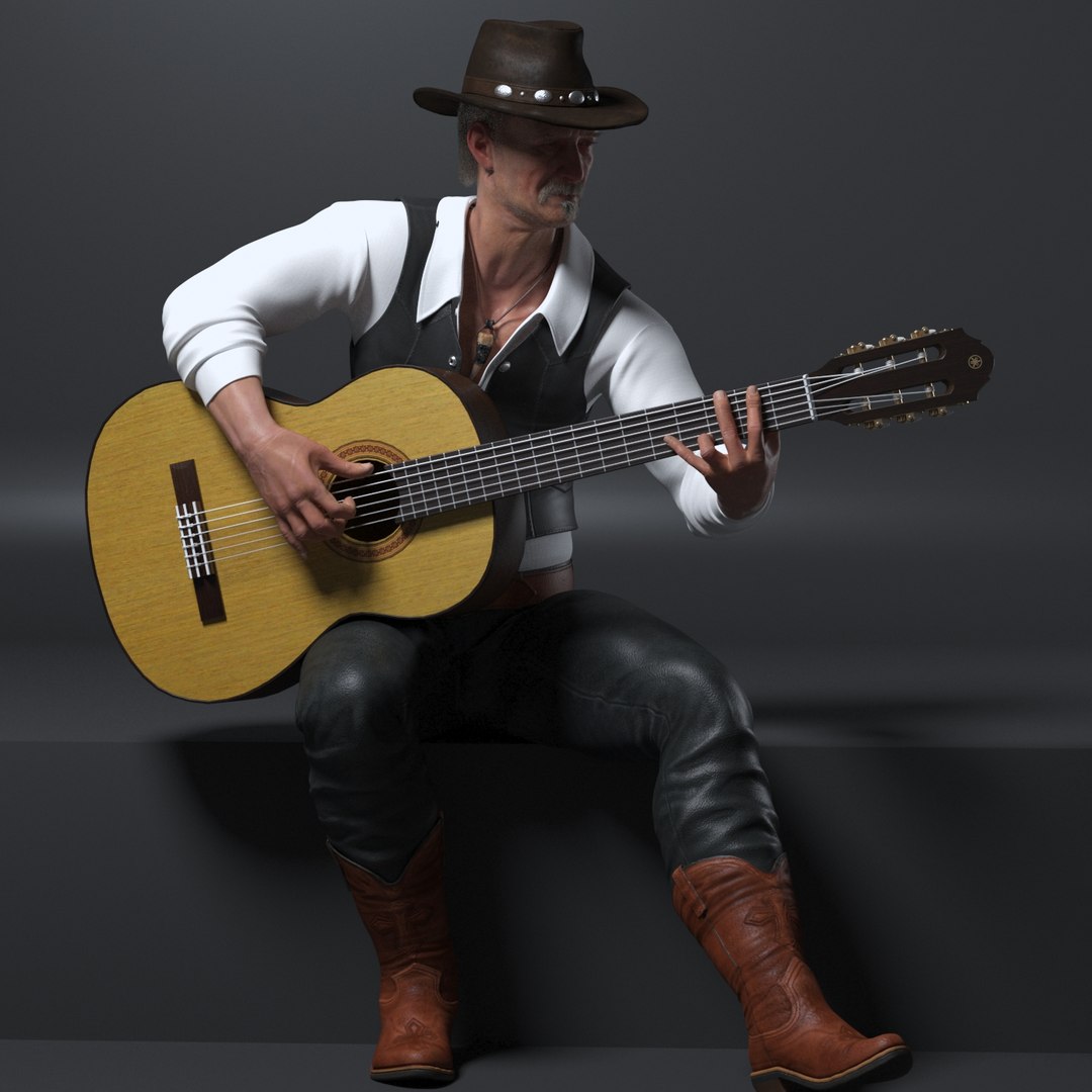 Guitarist Old Guitar Model - TurboSquid 1250200