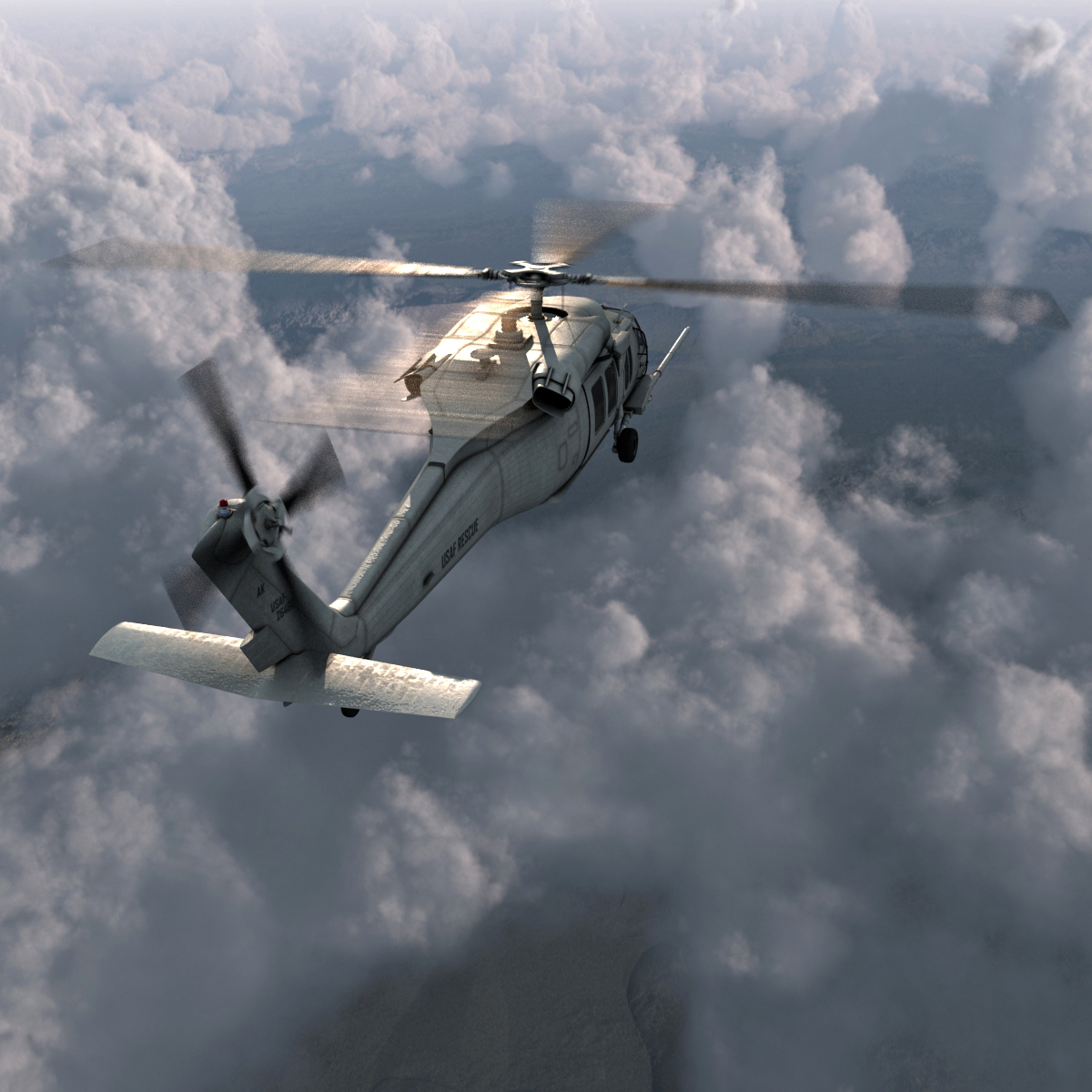 3dsmax hh-60 pave hawk rigged