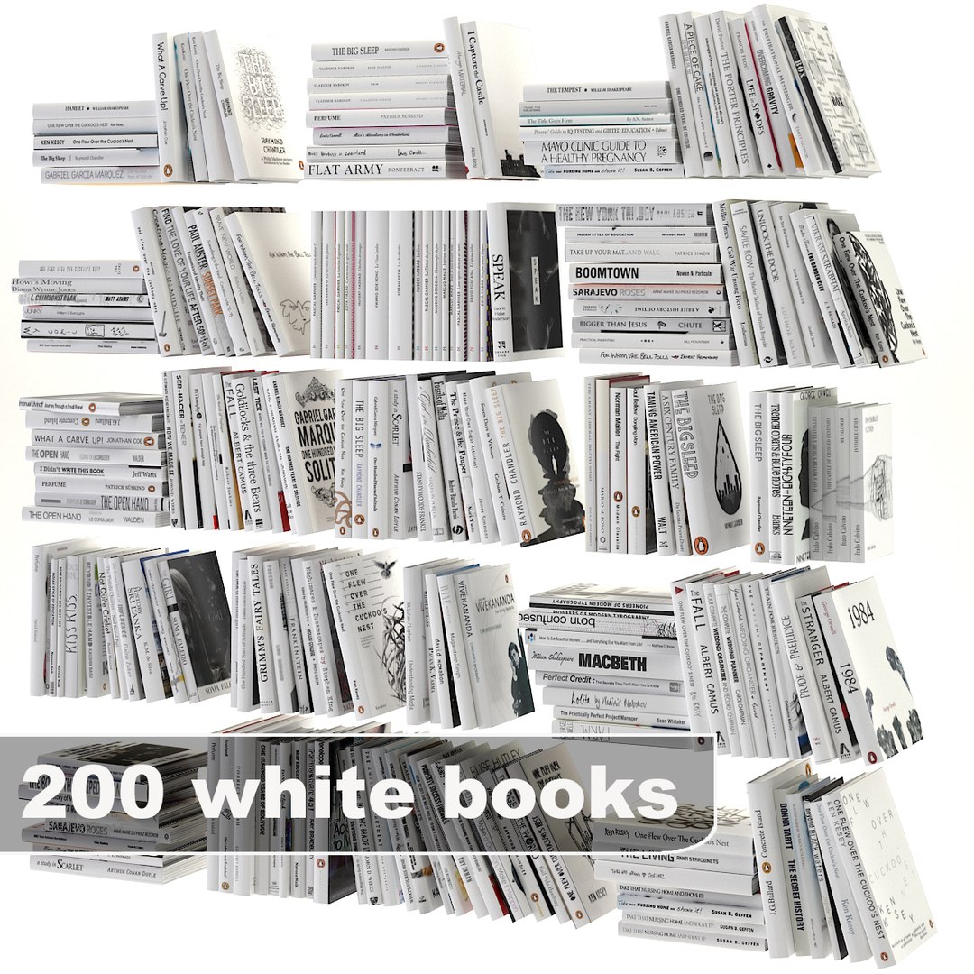 White Books Set 3d Model