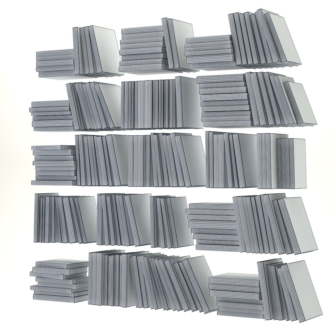 White Books Set 3d Model