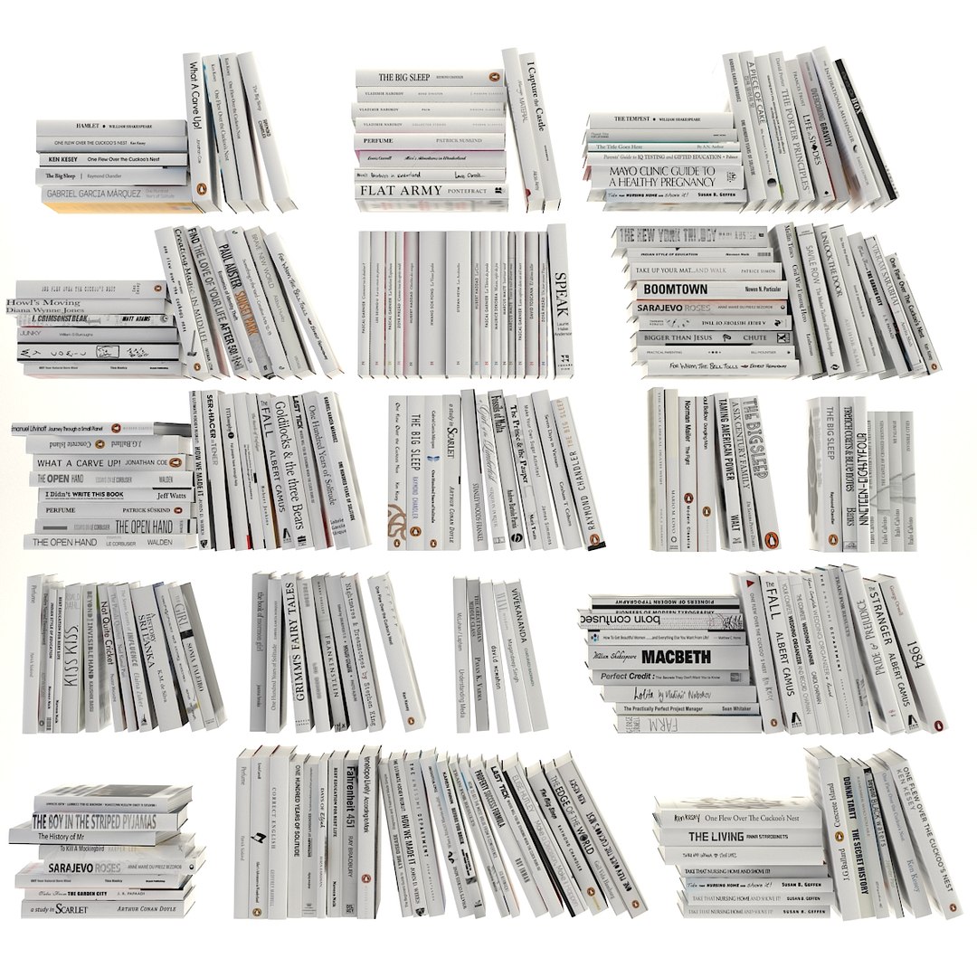 White Books Set 3d Model