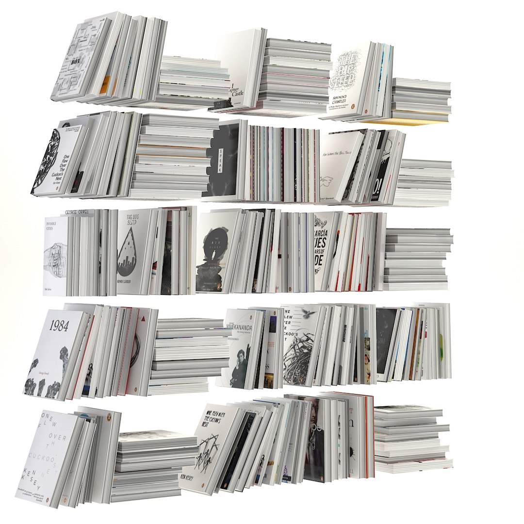 White Books Set 3d Model