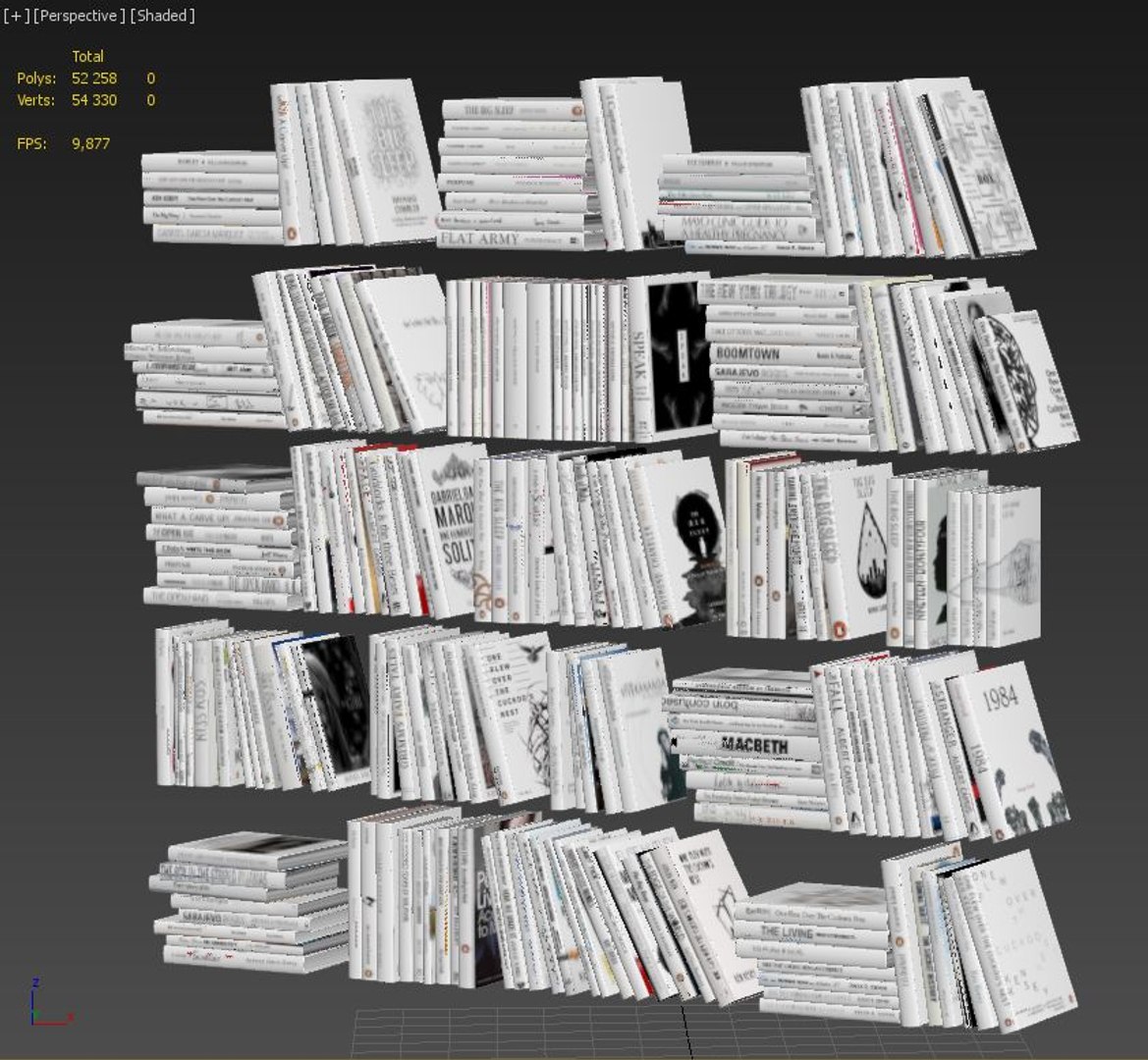 White Books Set 3d Model