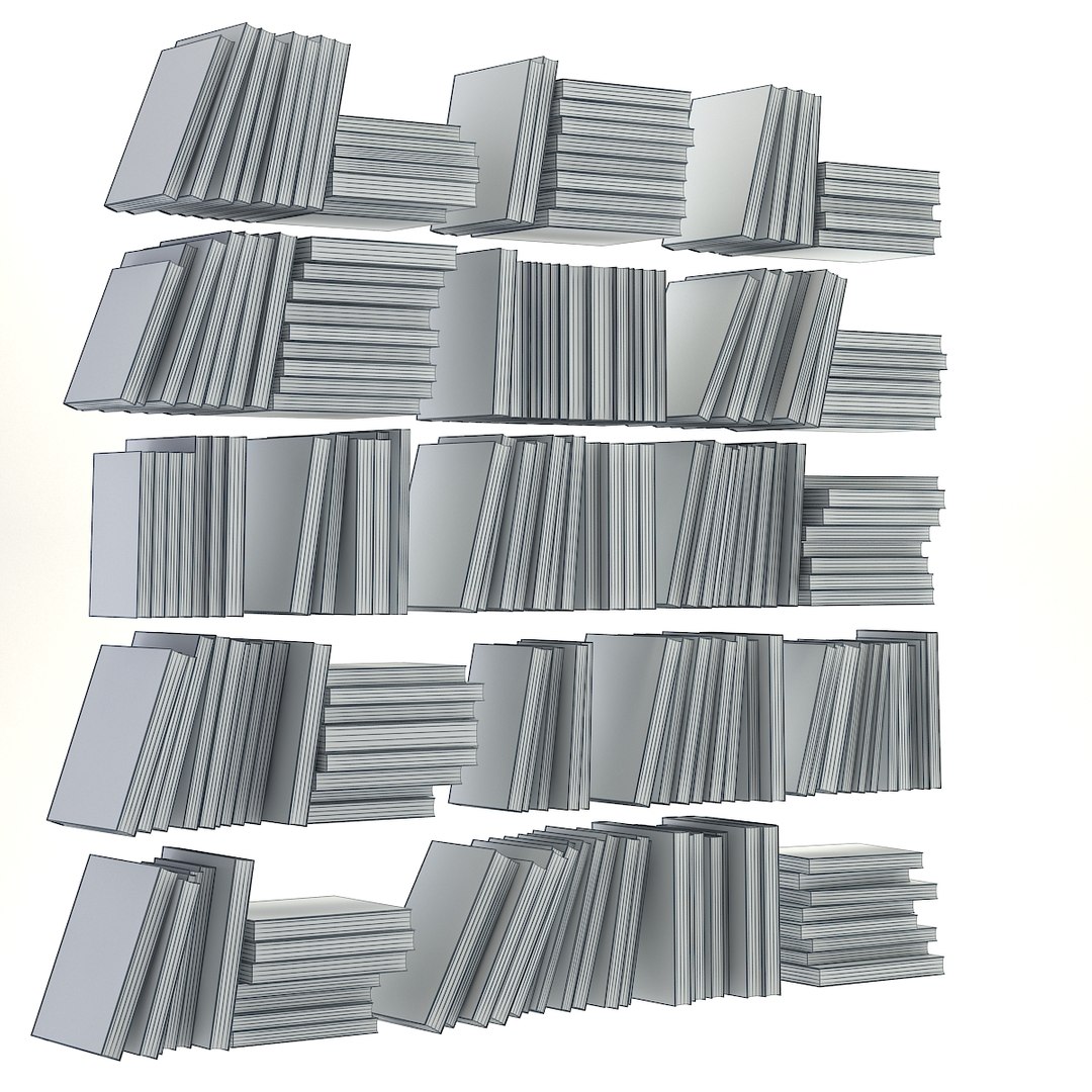 White Books Set 3d Model