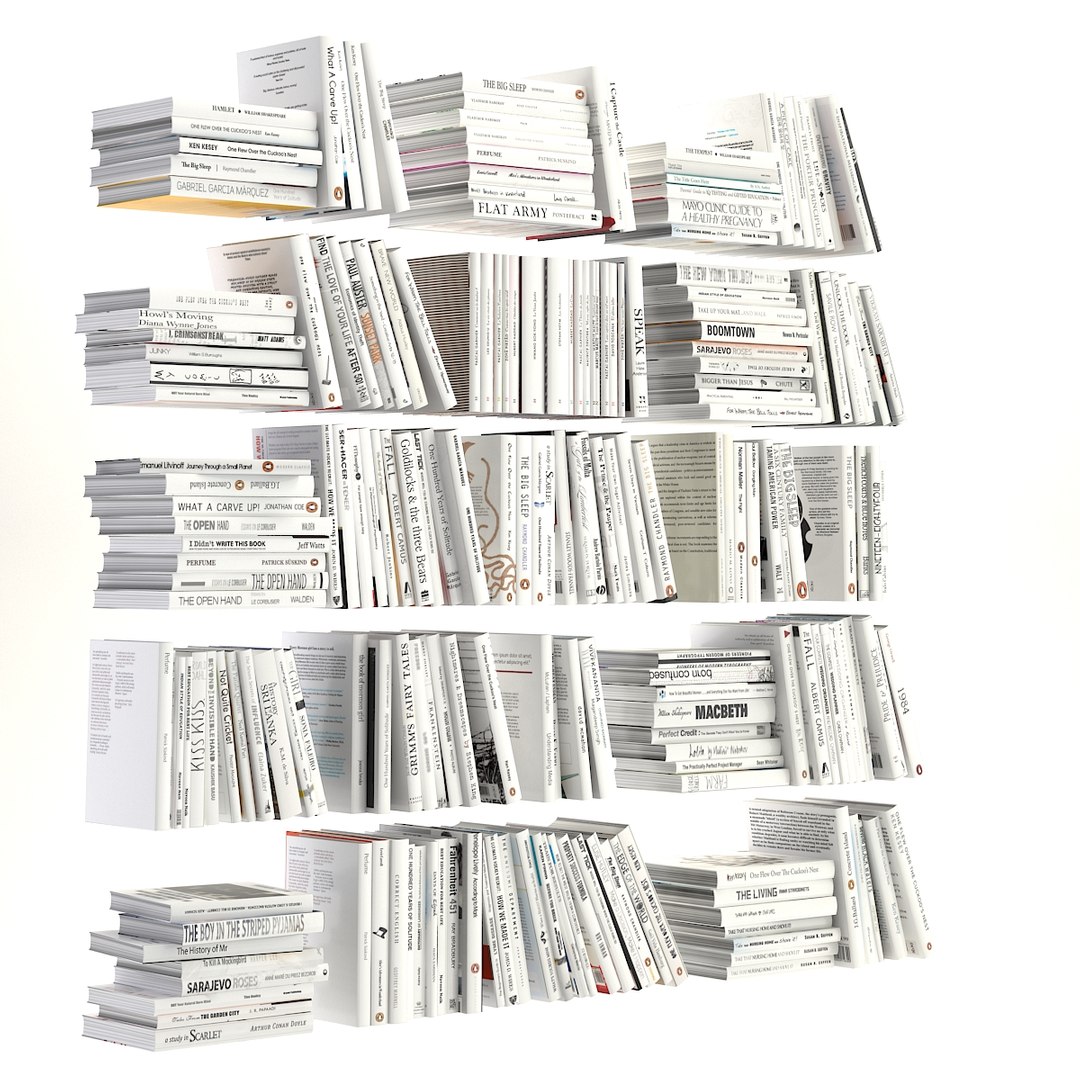 White Books Set 3d Model