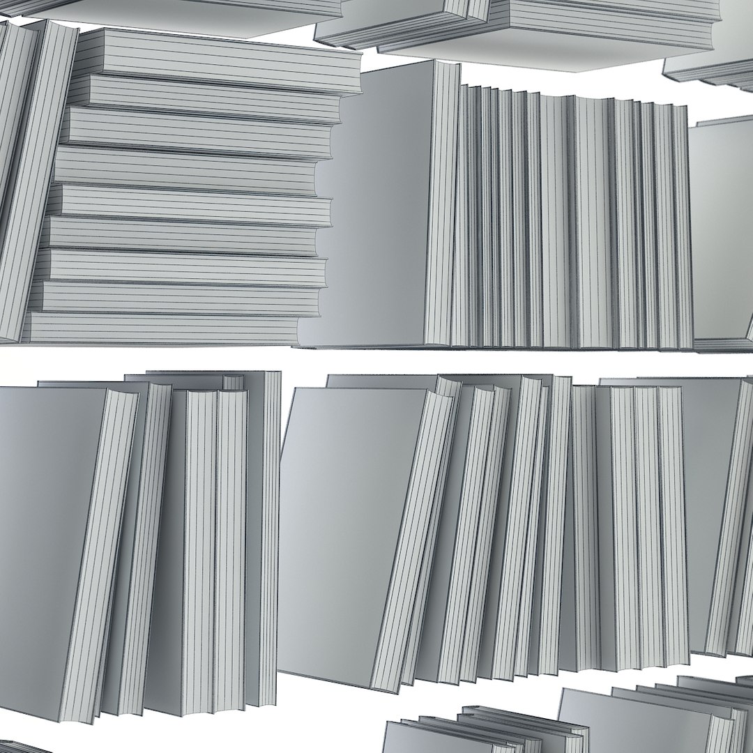 White Books Set 3d Model