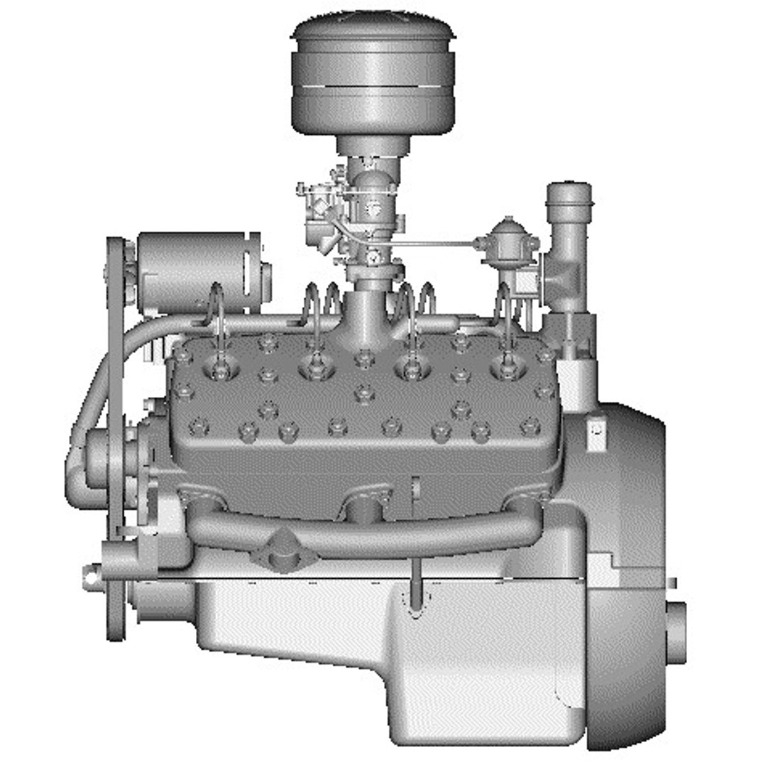 3d Early Flathead V8 Engine Model