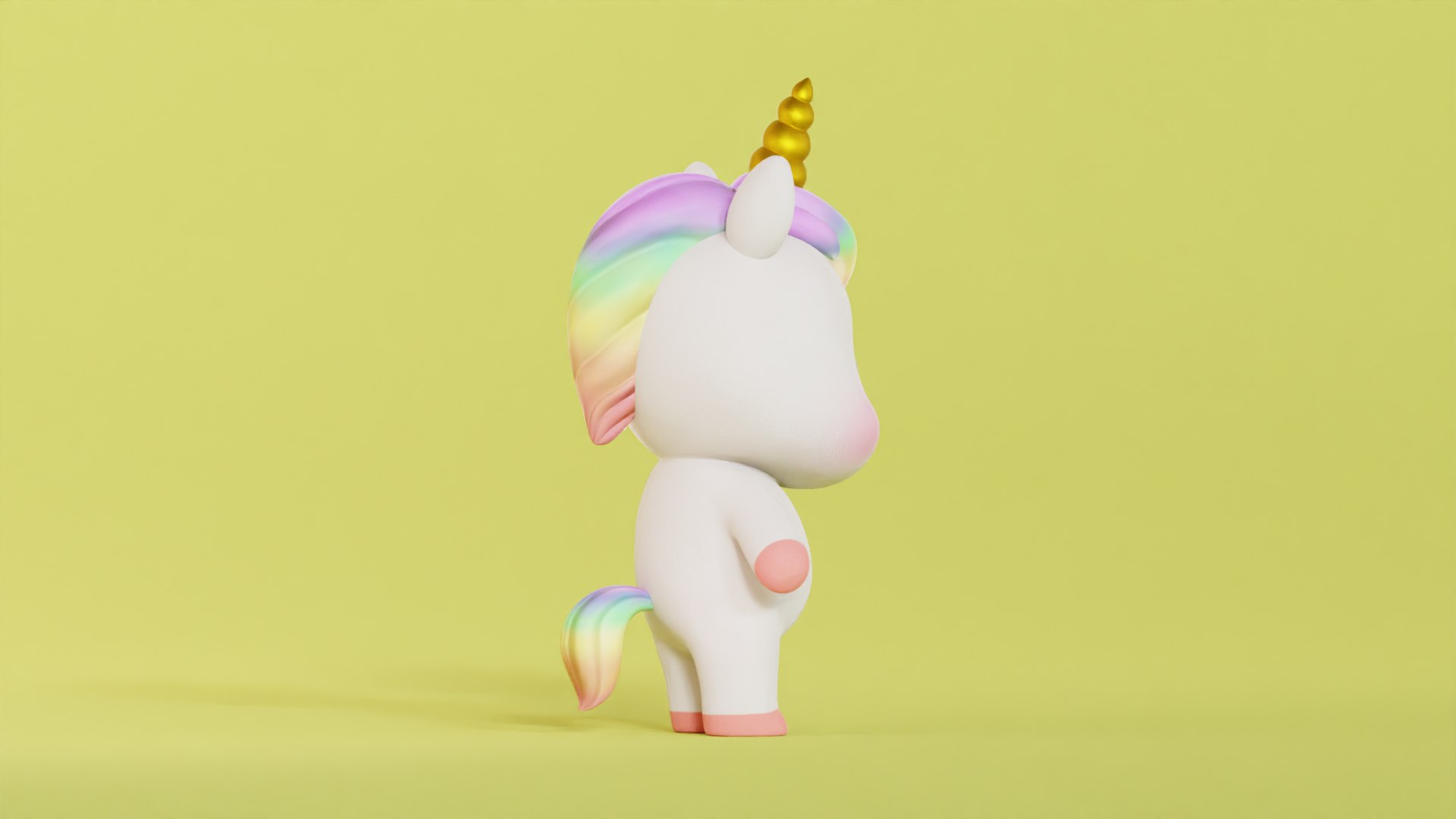 3D Unicorn Cartoon Character Chibi Kawaii Low-poly 3d Model ...