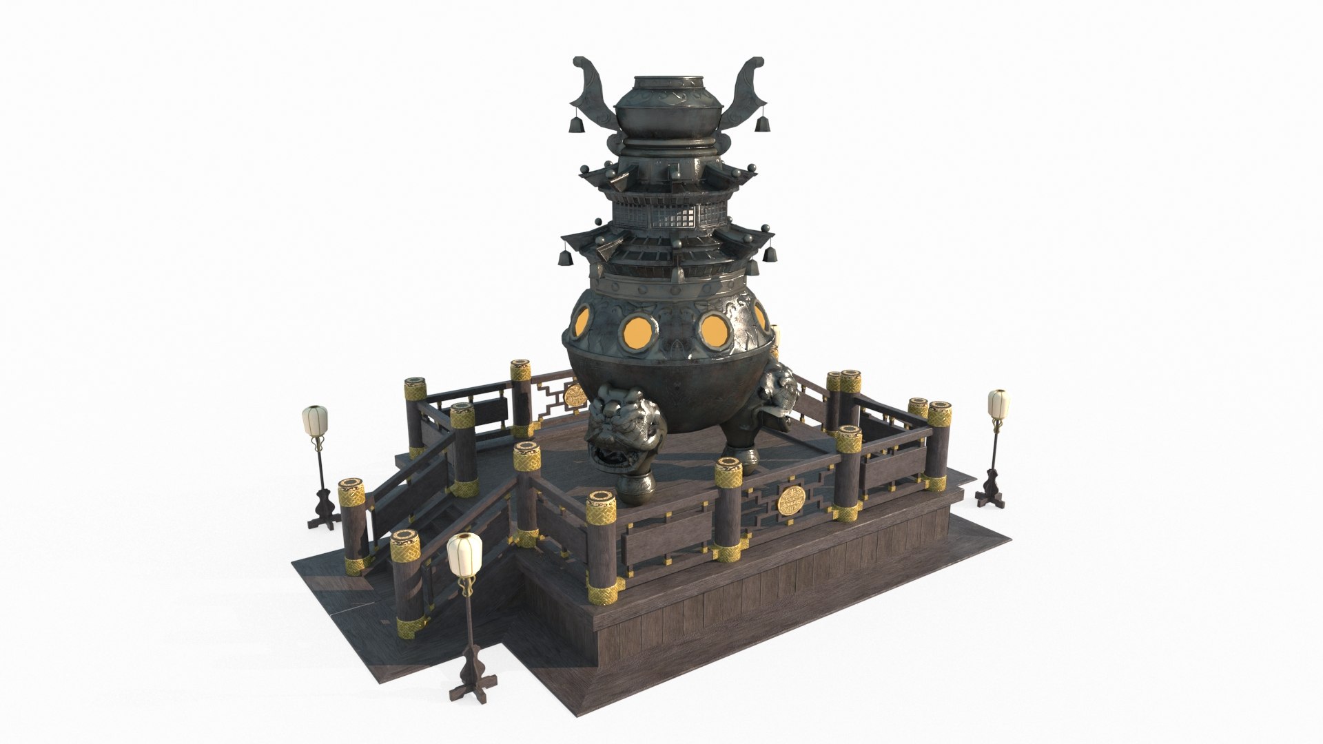 3D Ancient Asian Alchemy Furnaces - TurboSquid 2432279