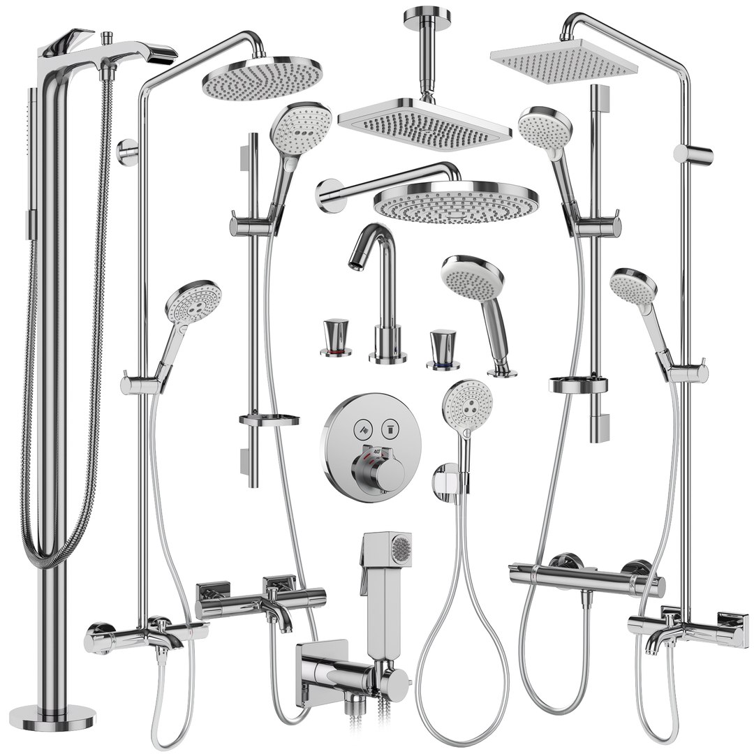 3D Faucets and shower systems Hansgrohe set 179 - TurboSquid 1955365