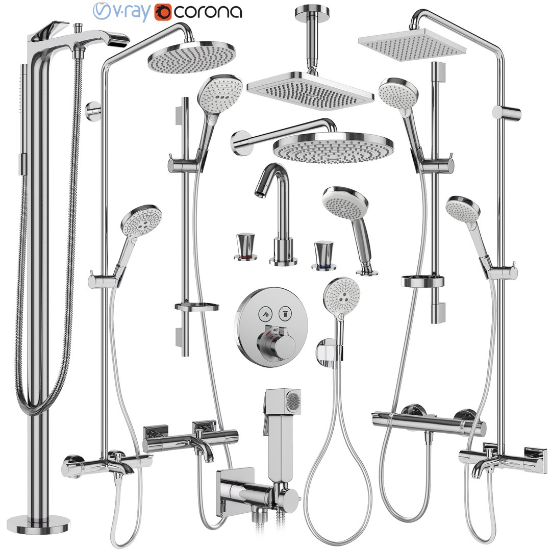 3D Faucets and shower systems Hansgrohe set 179 - TurboSquid 1955365