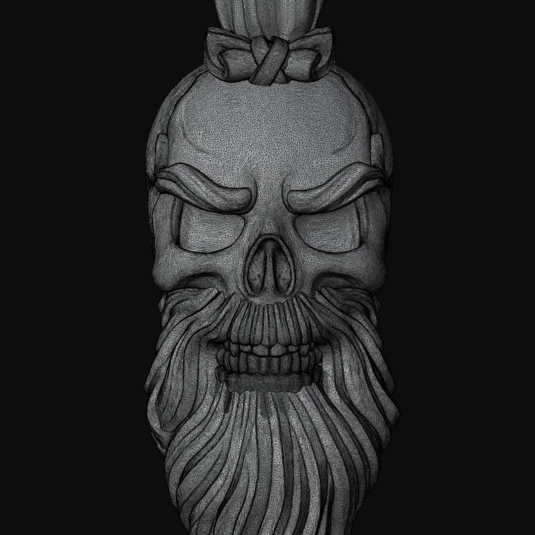 Skull Sensei beard apigtail pendant 3D print model - TurboSquid 1873714