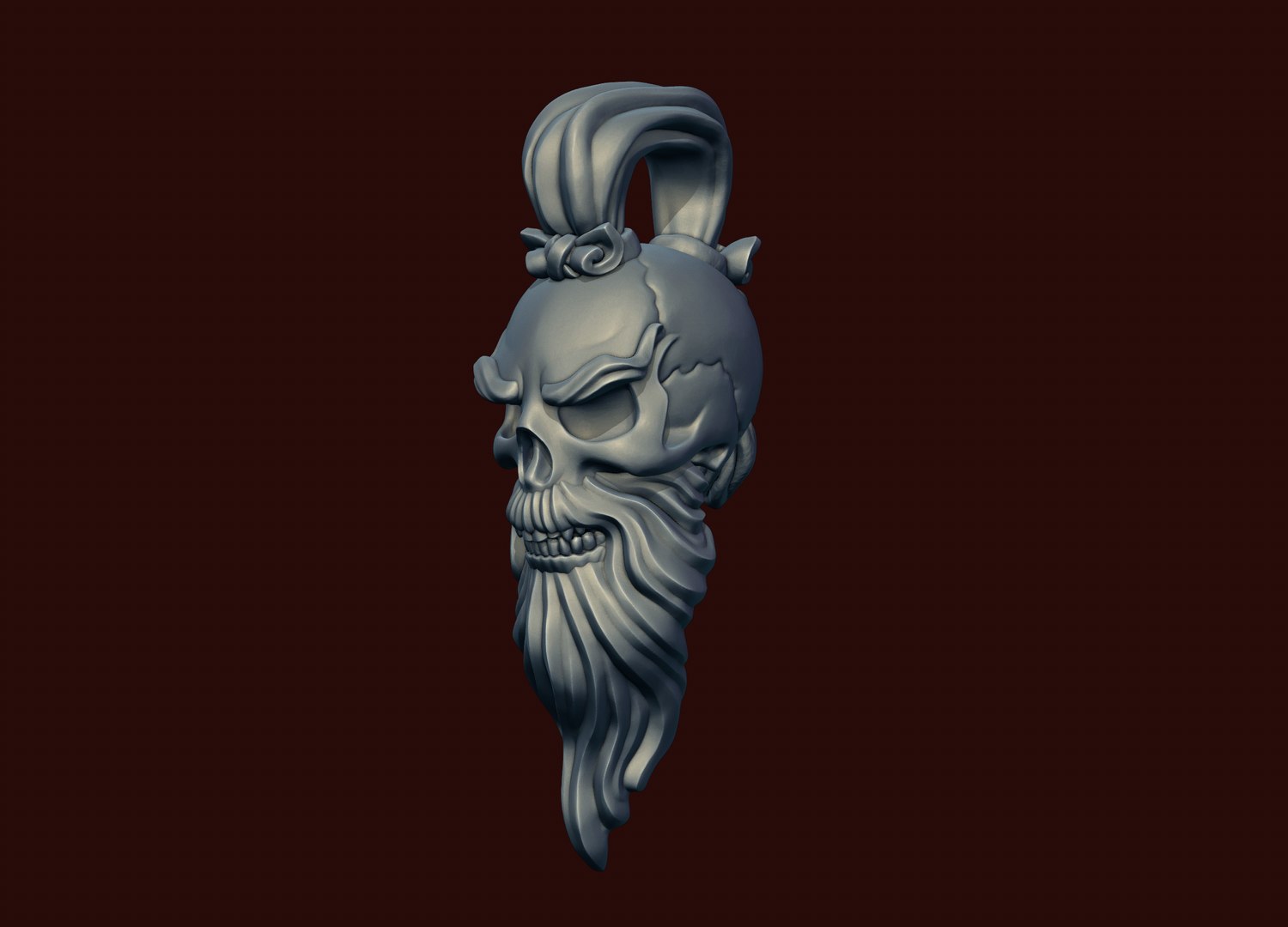 Skull Sensei Beard Apigtail Pendant 3D Print Model - TurboSquid 1873714